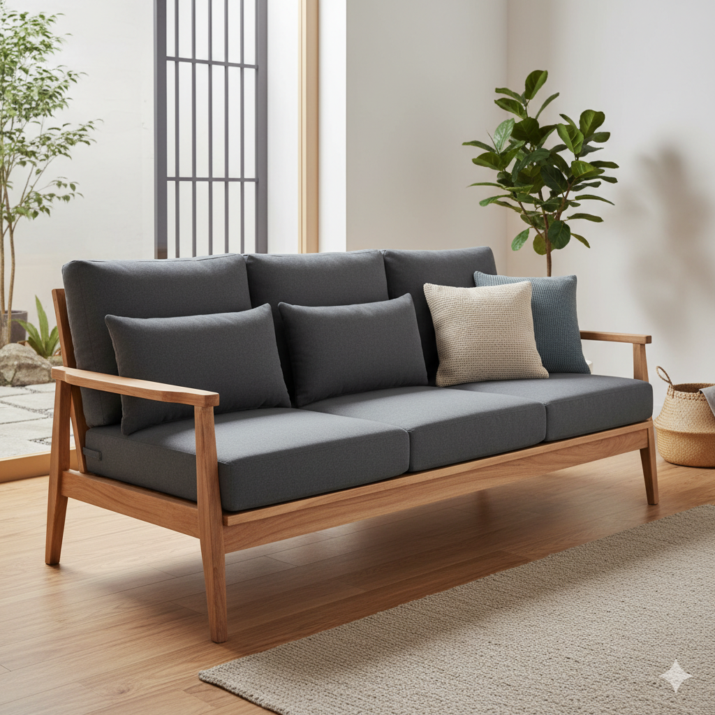 Kursi Sofa Jati Premium Grade A Minimalis Tiga Dudukan - Rumah Jati ...